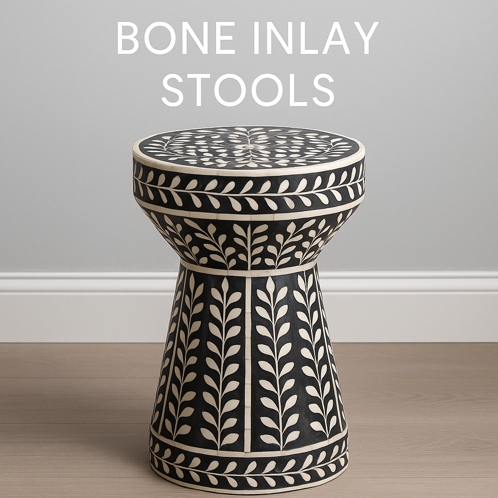 Bone Inlay Stools | Handcrafted Accent & Vanity Seating – Bone Inlay Arts