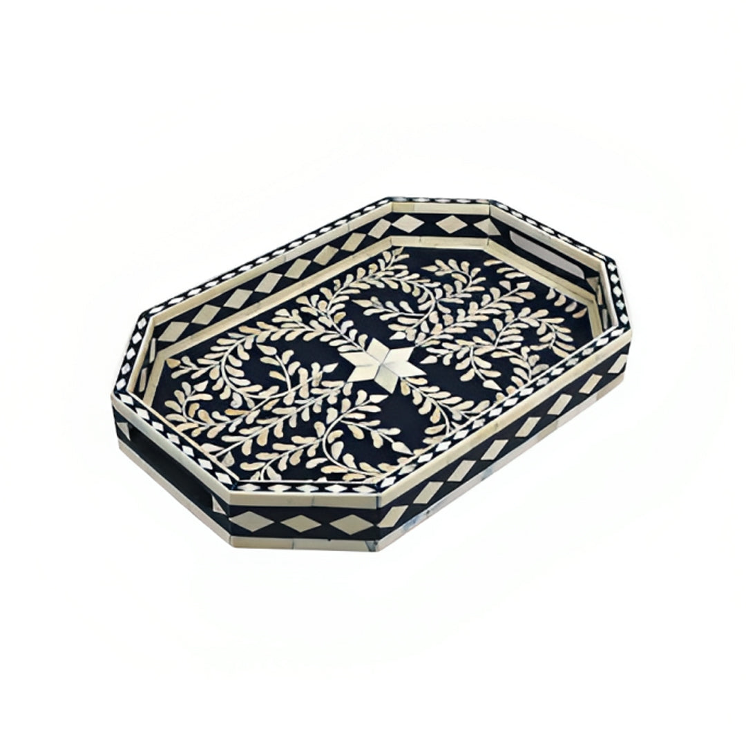 Handmade Customized Bone Inlay Rectangular Serving Tray – Bone Inlay Arts