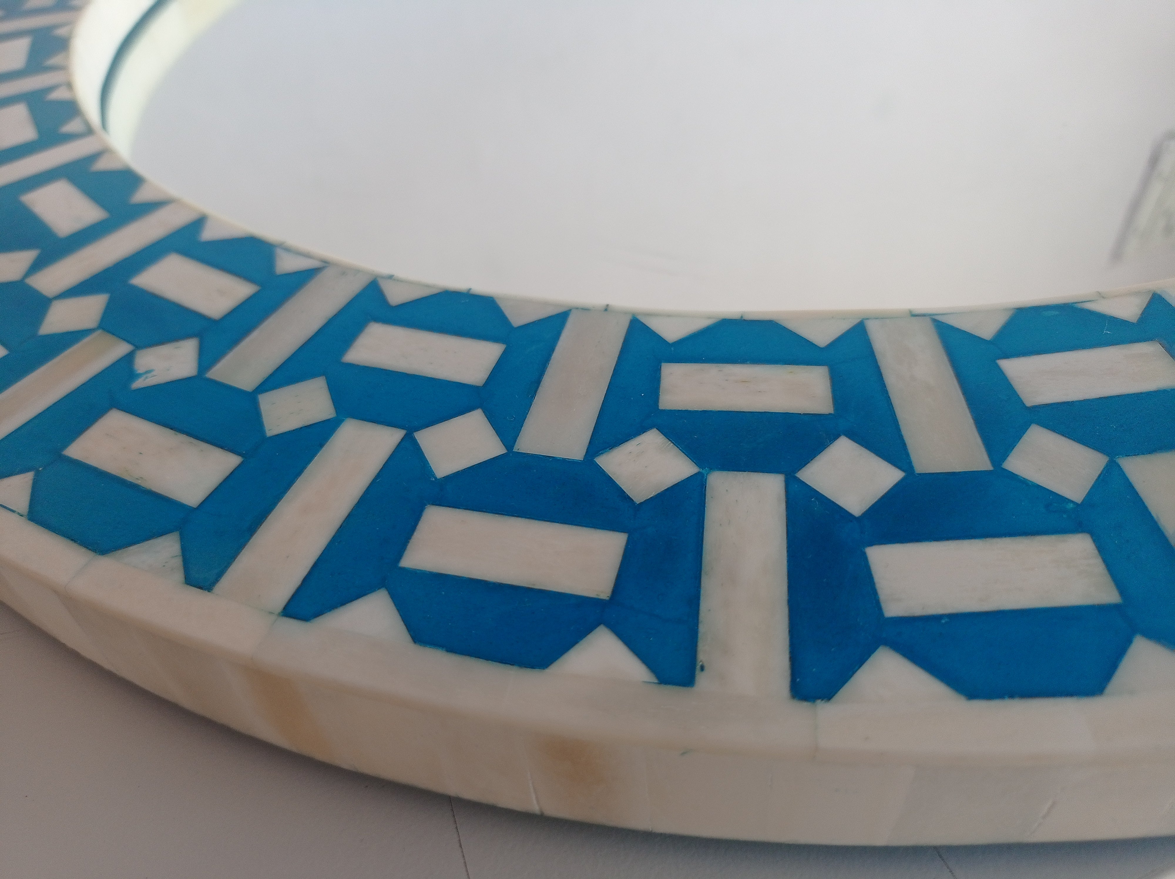 Handmade Customized Bone Inlay Round Mirror Frame – Bone Inlay Arts