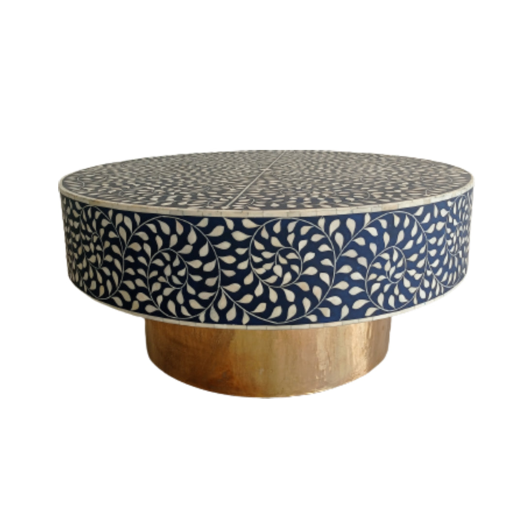 Handmade Customized Bone Inlay Round Coffee table – Bone Inlay Arts