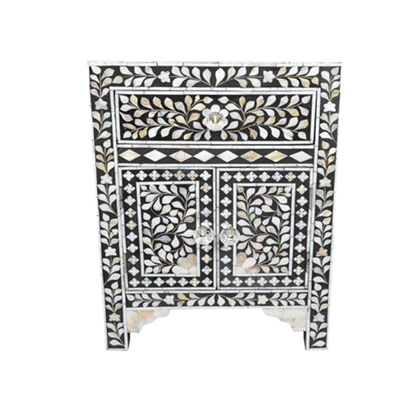 Handmade Customized Bone Inlay Bedside Table – Bone Inlay Arts