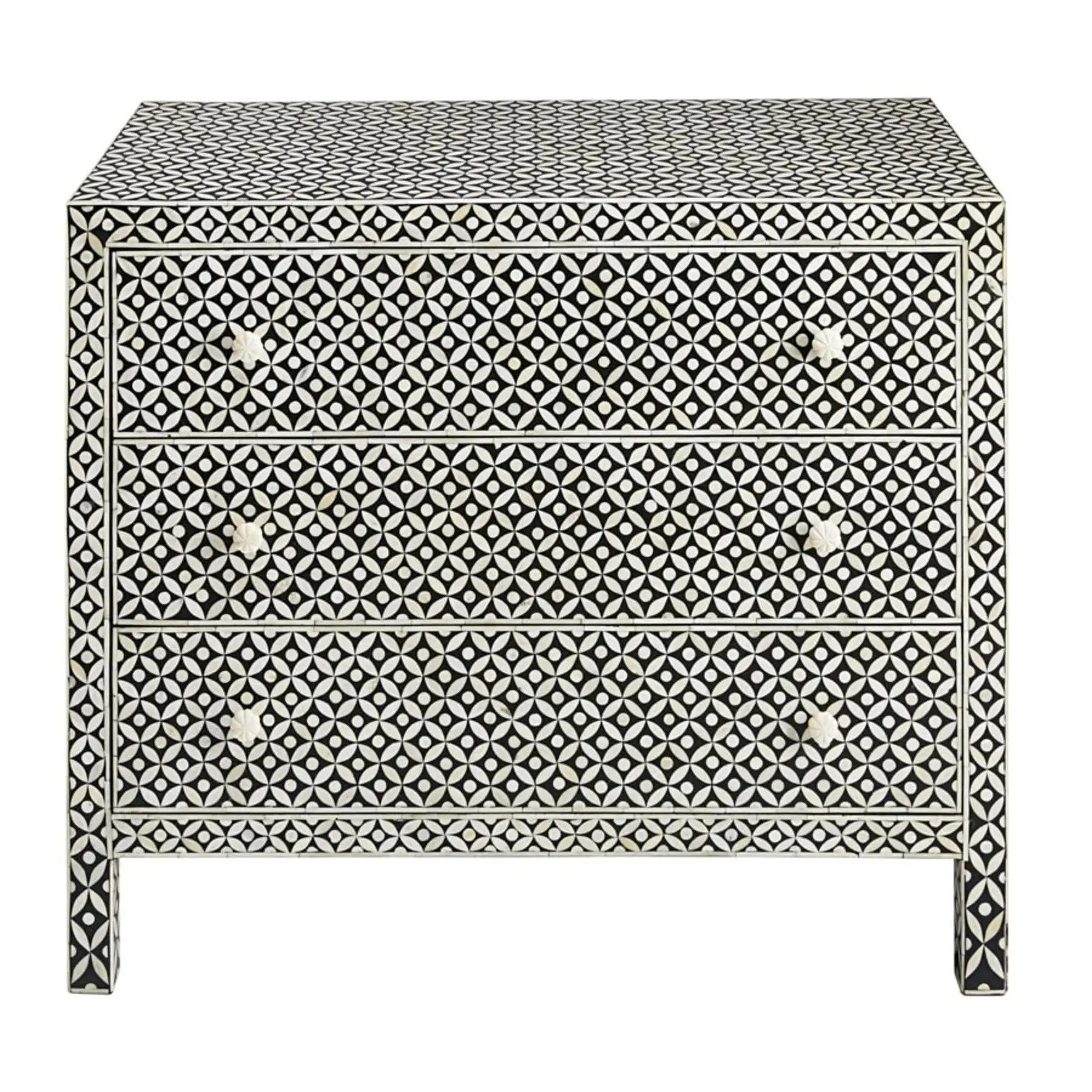 Handmade Chest of 3 Drawers with multiple Colors & Patterns – Bone ...