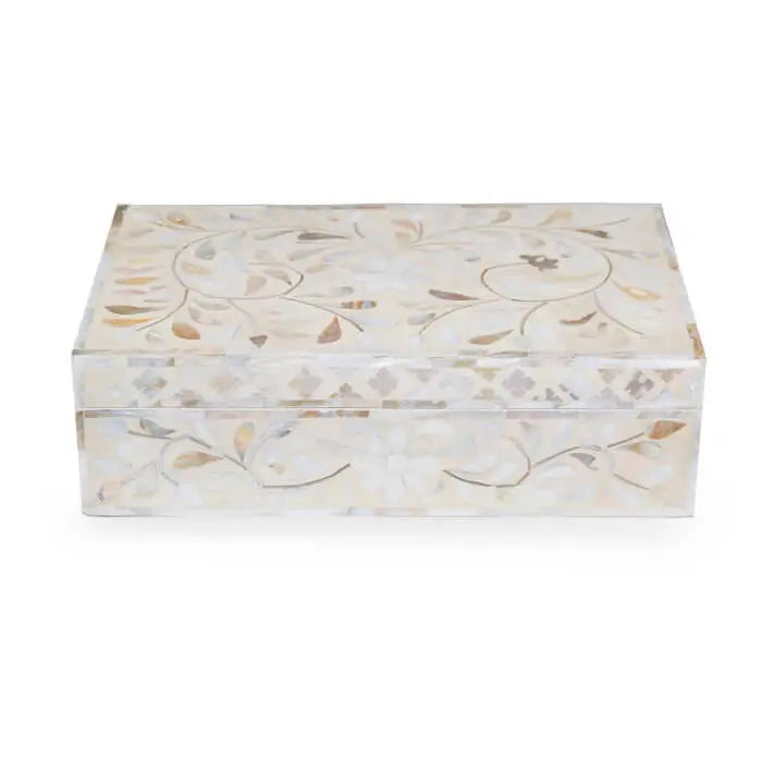 WHITE MOTHER OF PEARL INLAY BOX VINTAGE DECOR FOR WOMEN – Bone Inlay Arts